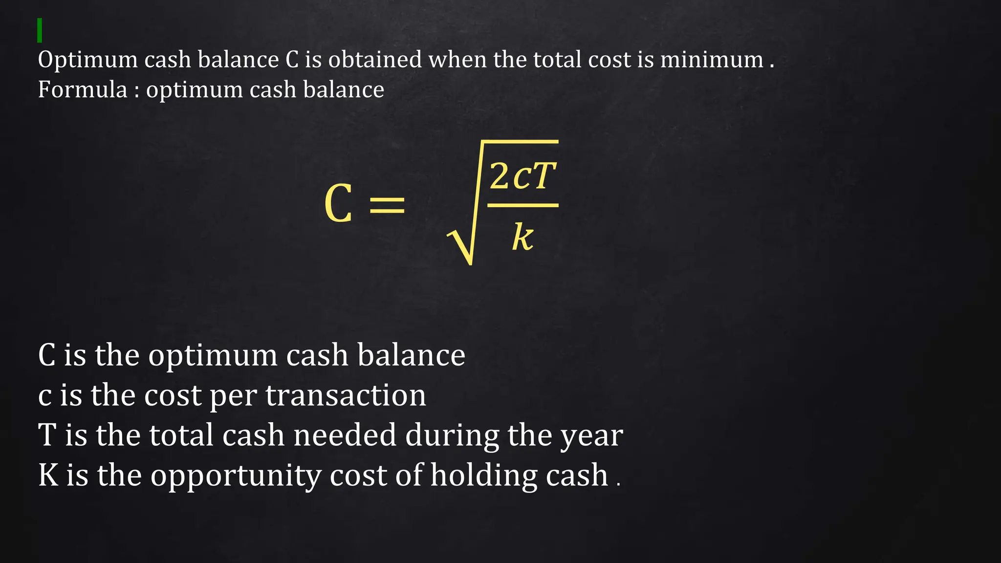 cash mgt. model , baumols model , finance | PPTX