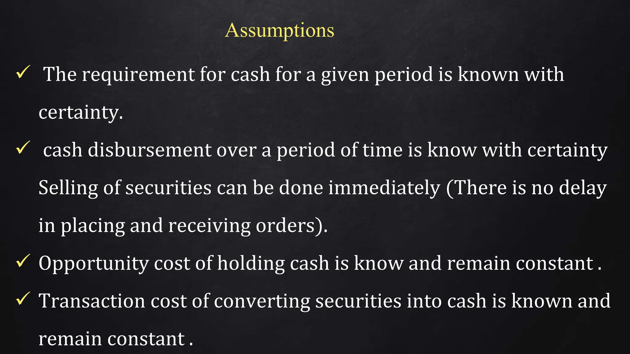 cash mgt. model , baumols model , finance | PPTX