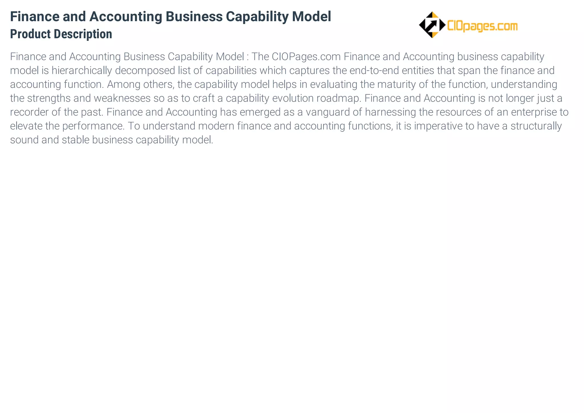Finance and Accounting Business Capability Model | PDF | Business ...