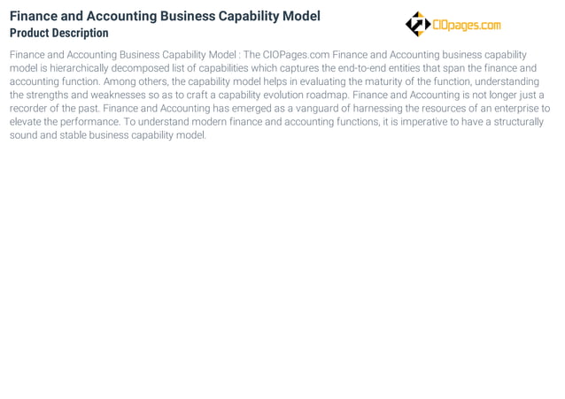 Finance and Accounting Business Capability Model | PDF | Business ...
