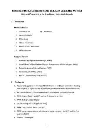 Finance and audit committee minutes 19 bod_meeting_june 2016_english | PDF