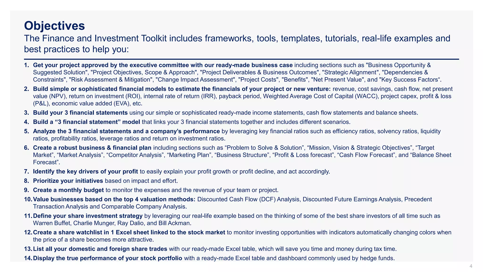 Finance and Investment Toolkit - Framework, Best Practices and ...