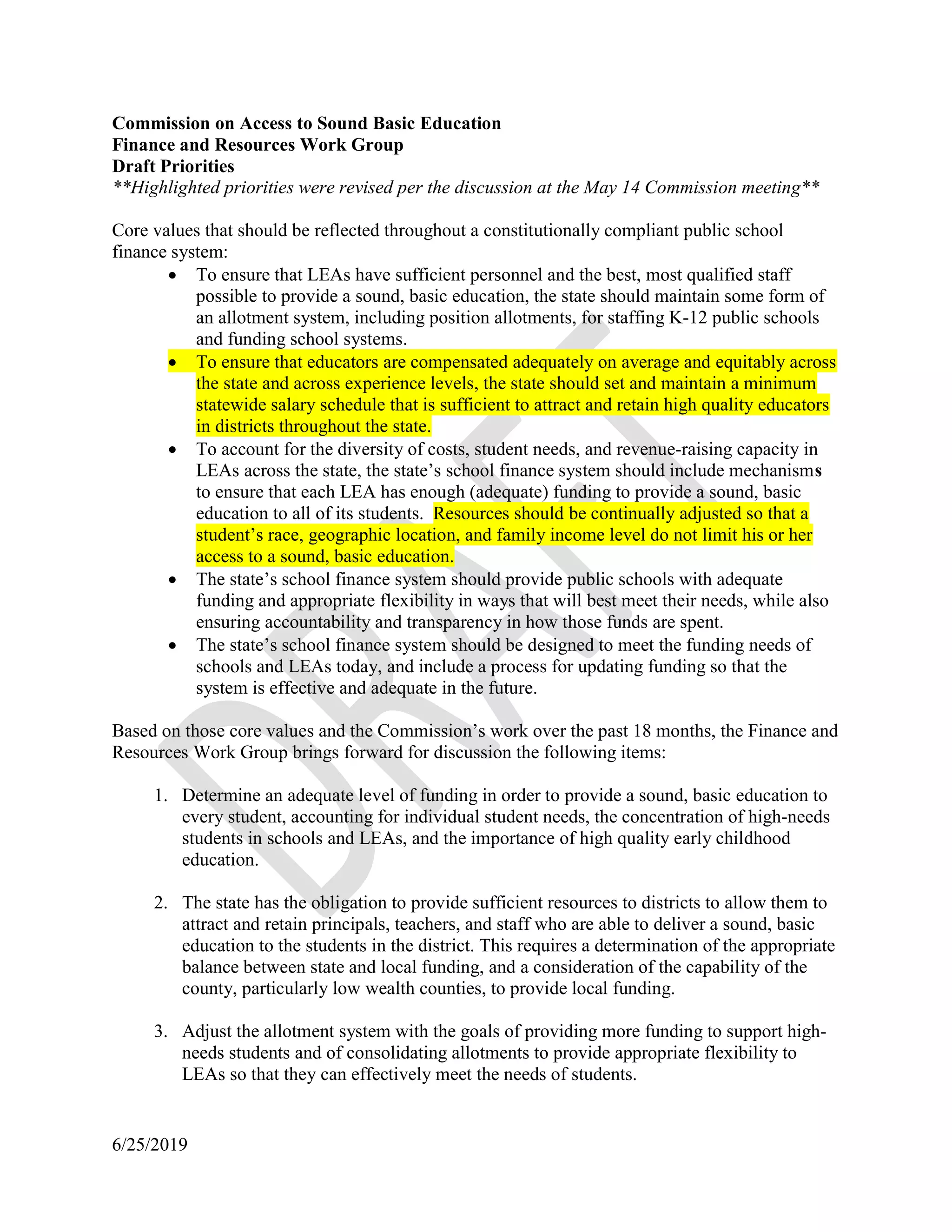 Finance draft recommendations June | PDF