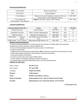 Finance biodata | PDF