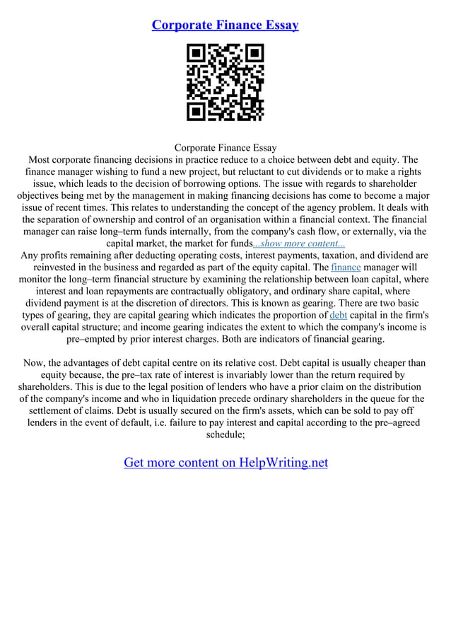 Finance Essays | PDF