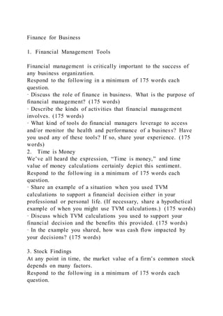 Finance for Business1. Financial Management ToolsFinancial | PDF