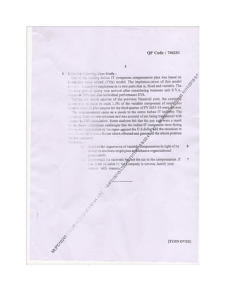 BMS 5th SEM Question Paper:- Finance for HR | PDF