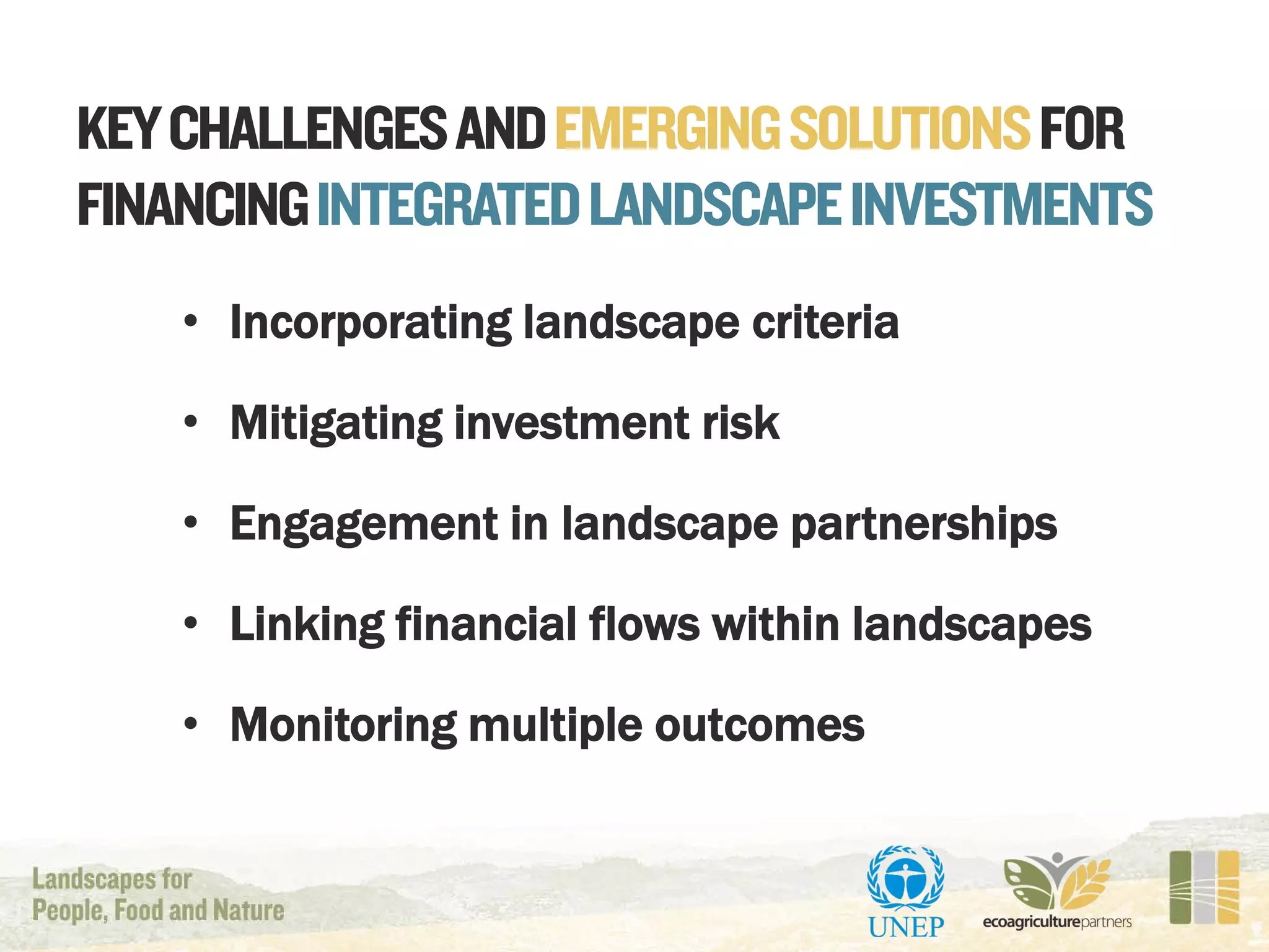 Finance for integrated landscape management | PPT