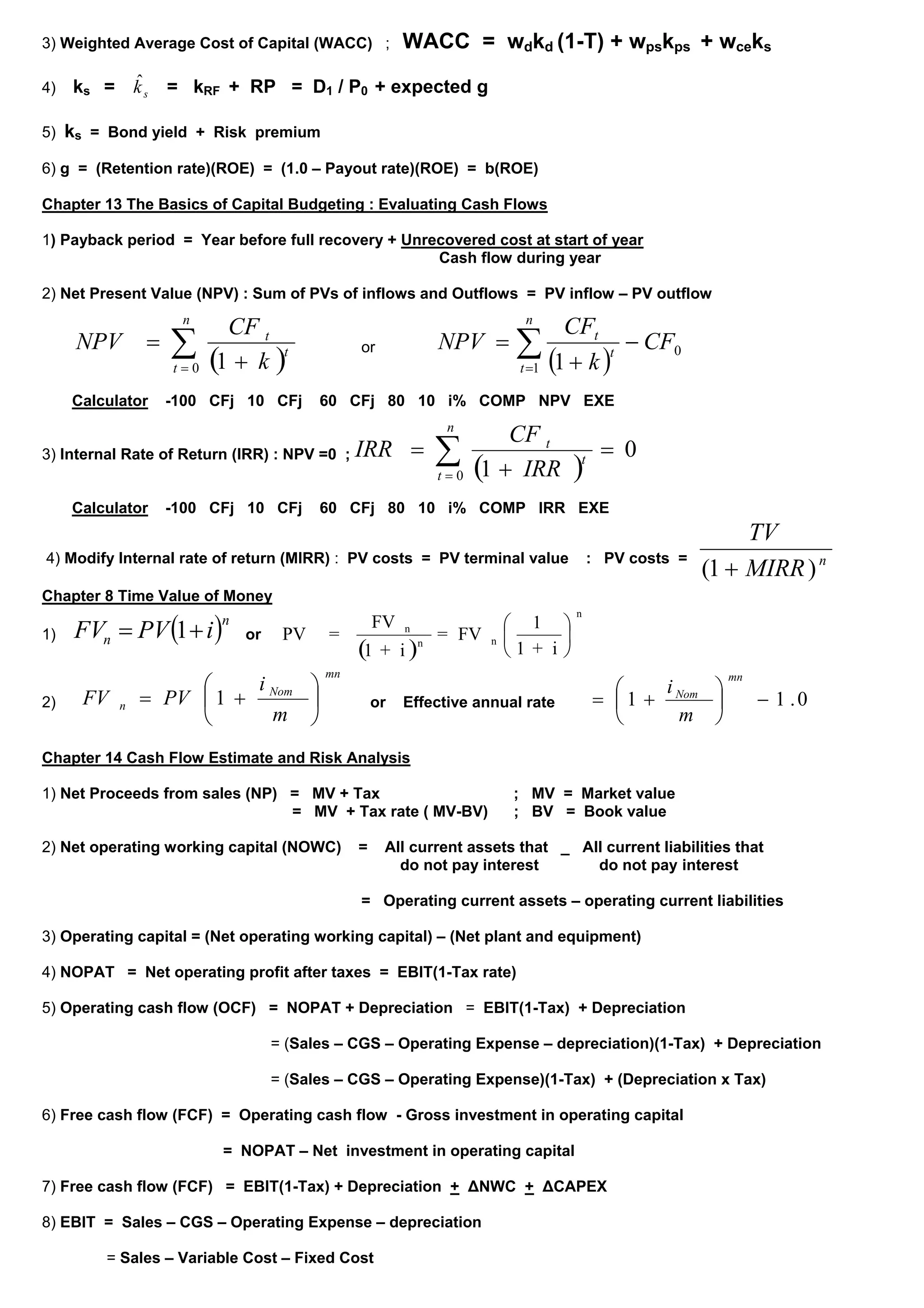 Finance Formula | PDF