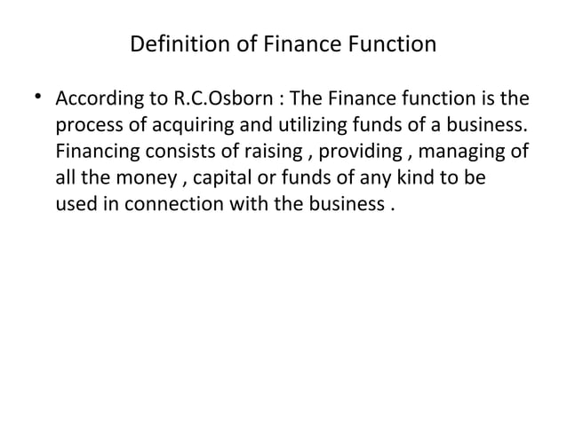 Finance function | PPT