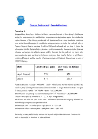 Sample Finance Assignment | ExpertsMind | DOCX