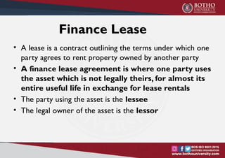 This presentation talks about finance lease | PPT