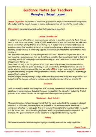 Australian Lifeskills - Budgeting Level 2 | PDF