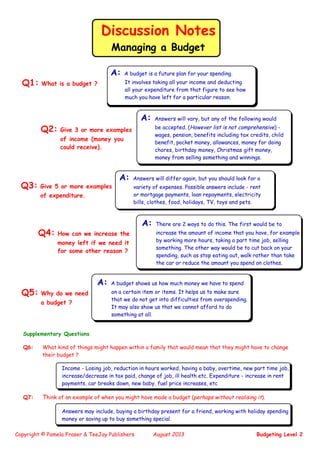 Australian Lifeskills - Budgeting Level 2 | PDF