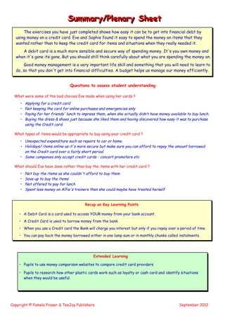 Australian Lifeskills - Credit Cards Level 2 | PDF
