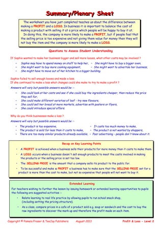 Australian Lifeskills - Profit & Loss Level 2 | PDF
