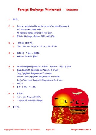 Australian Lifeskills - Foreign Currency Level 3 | PDF