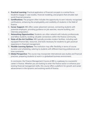 Finance Management Course | DOCX