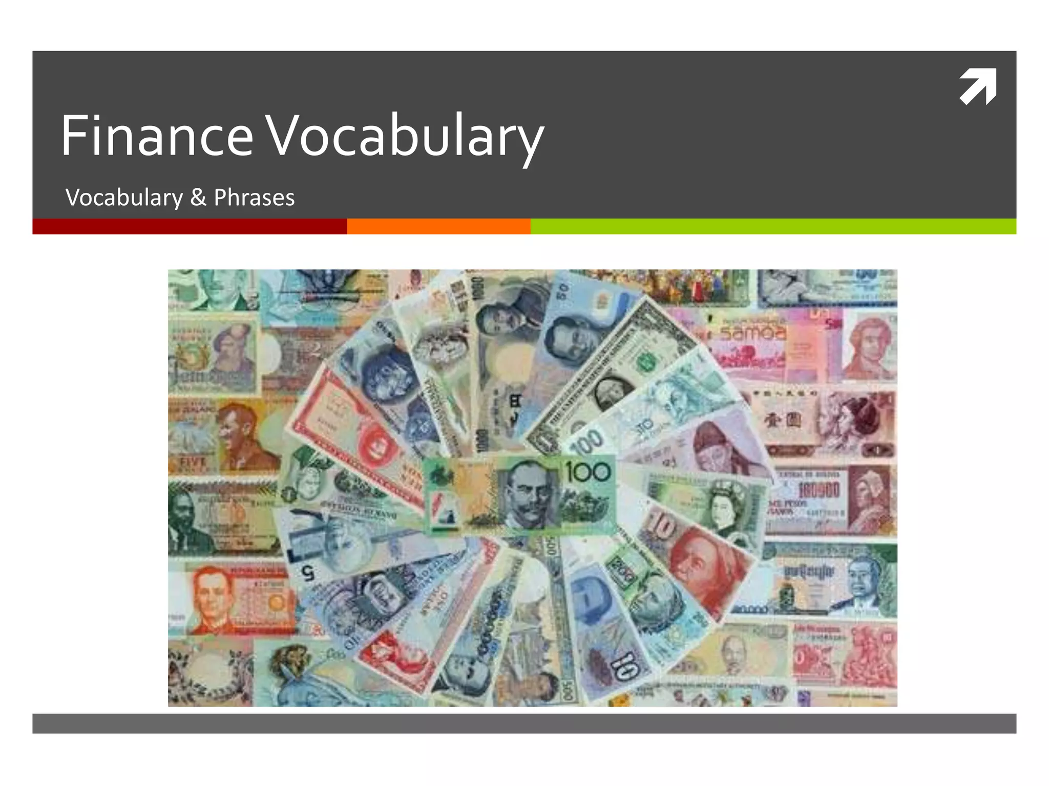 Finance Vocabulary (ESL: Personal Finance) | PPTX
