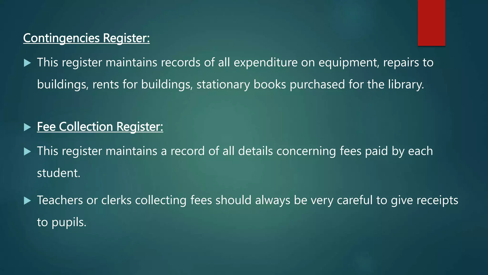 Financial Records and School Registers | PPTX