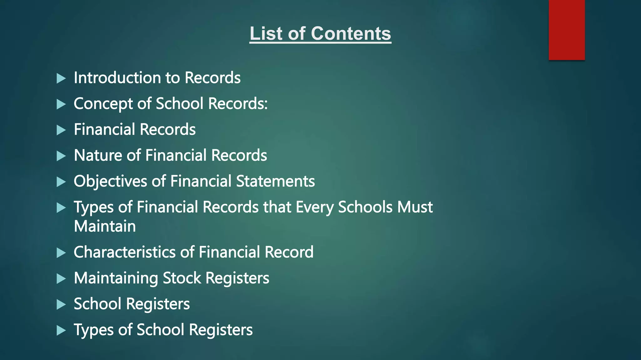 Financial Records and School Registers | PPTX