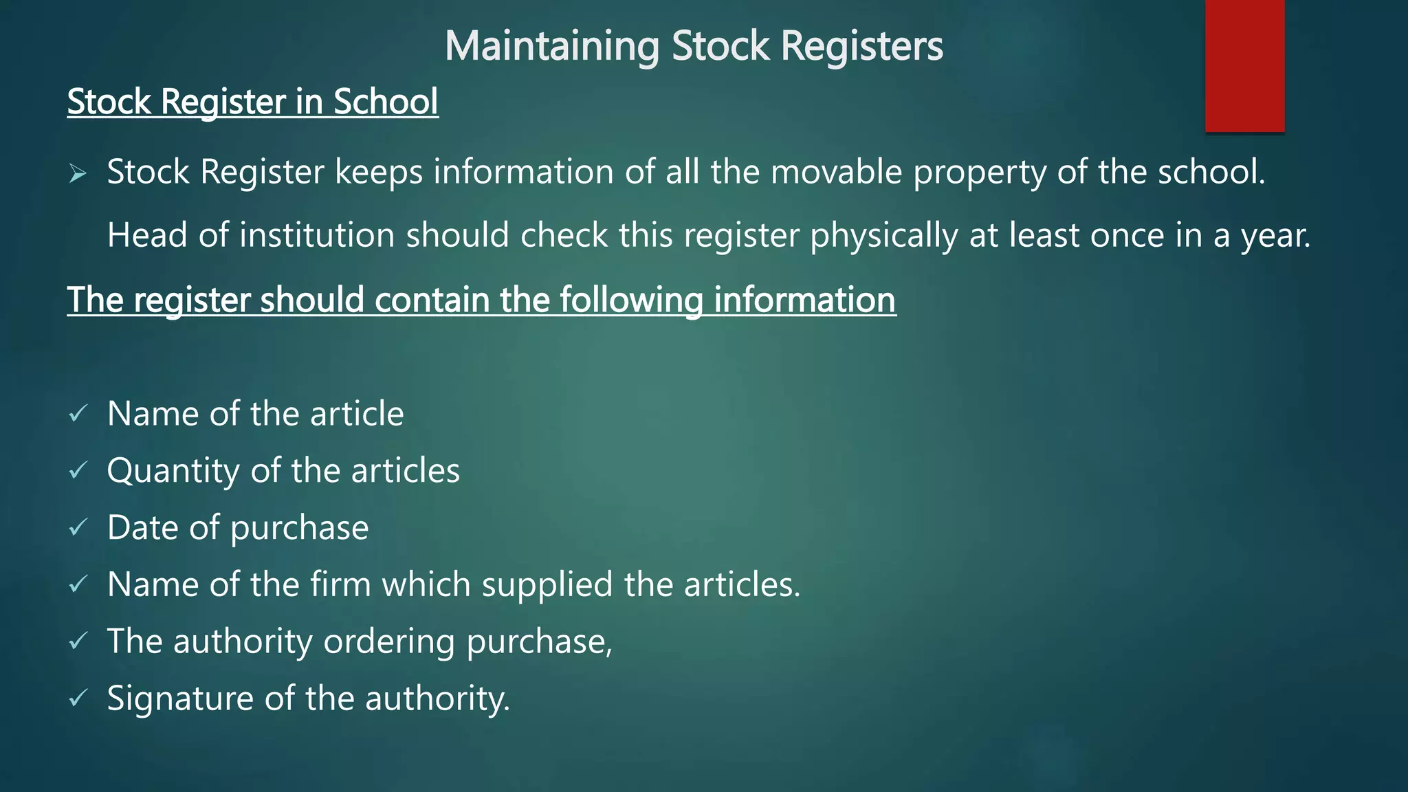 Financial Records and School Registers | PPTX