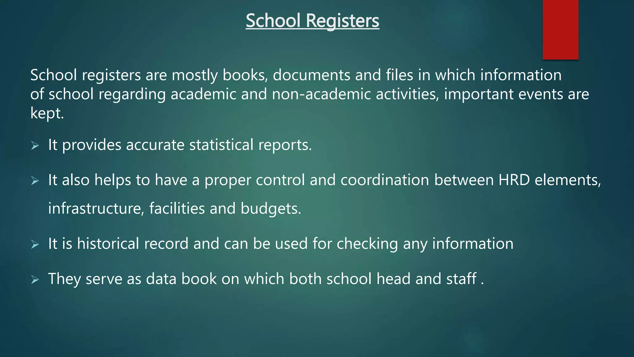 Financial Records and School Registers | PPTX