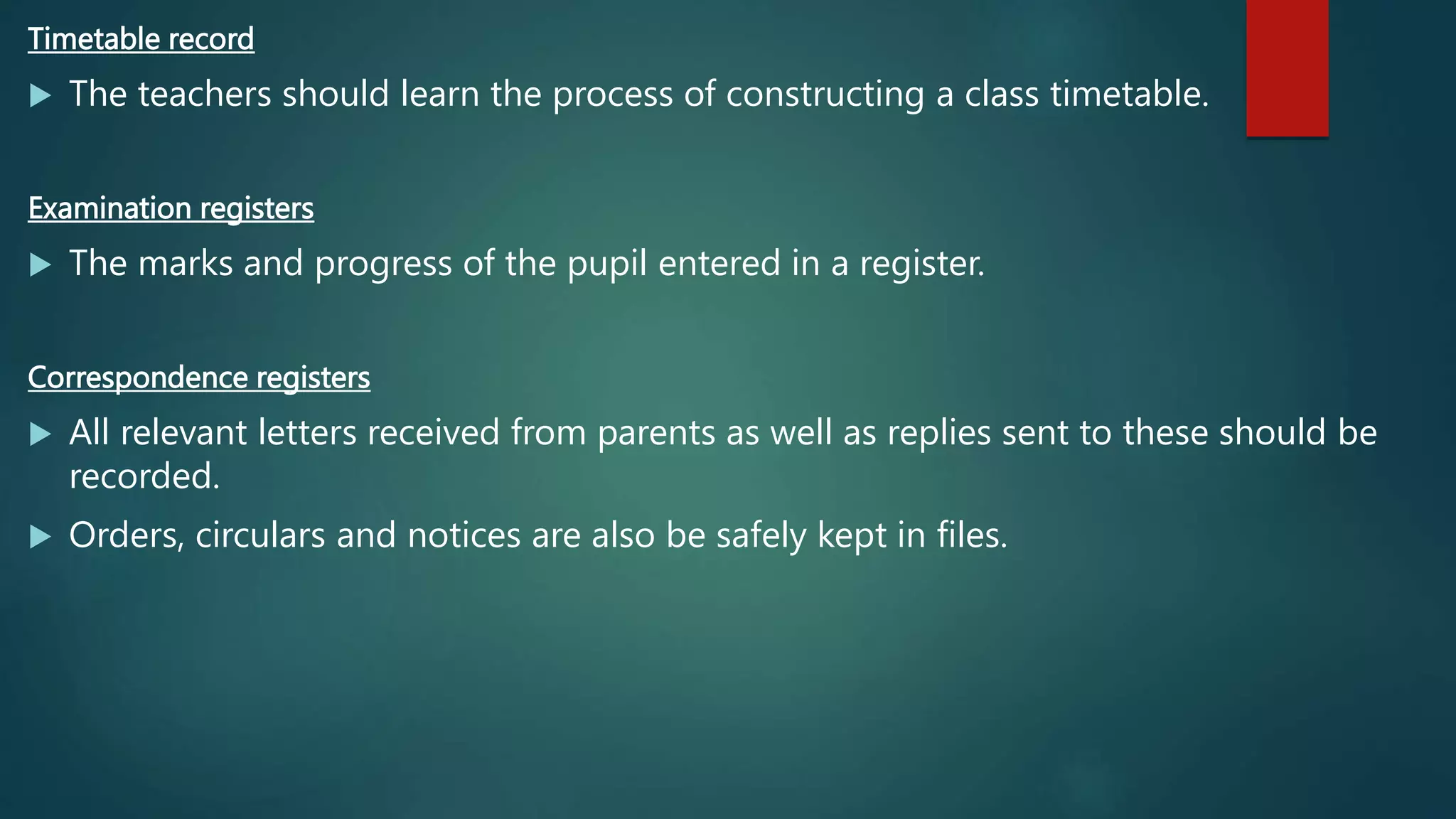 Financial Records and School Registers | PPTX