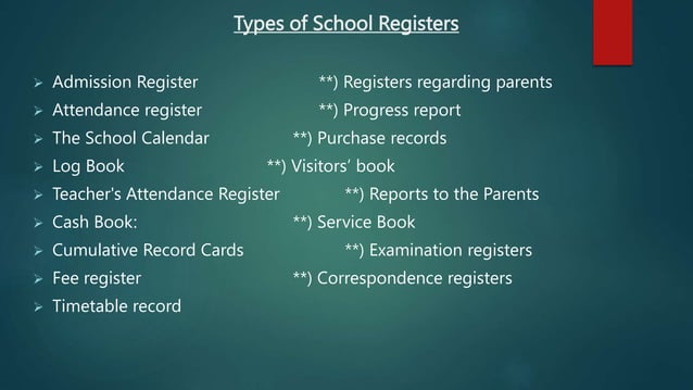Financial Records and School Registers | PPTX