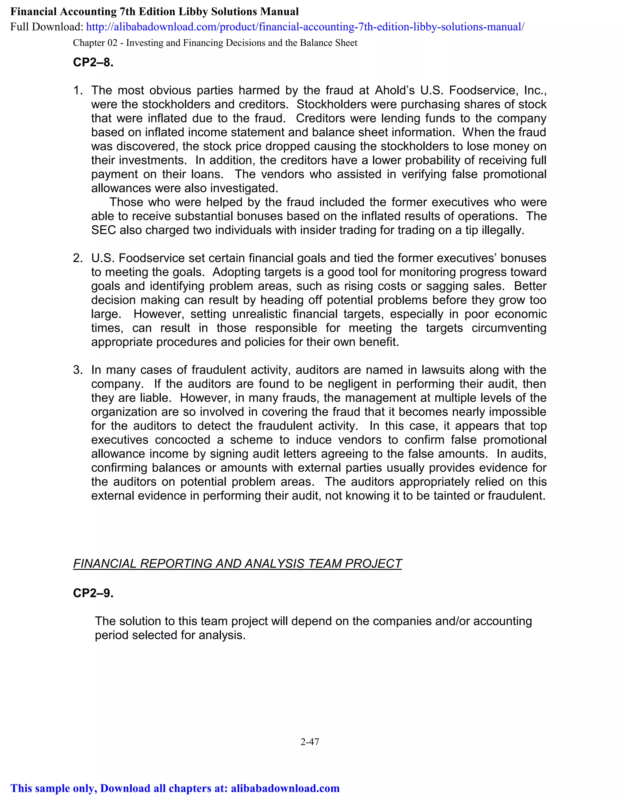 Financial Accounting 7th Edition Libby Solutions Manual | PDF