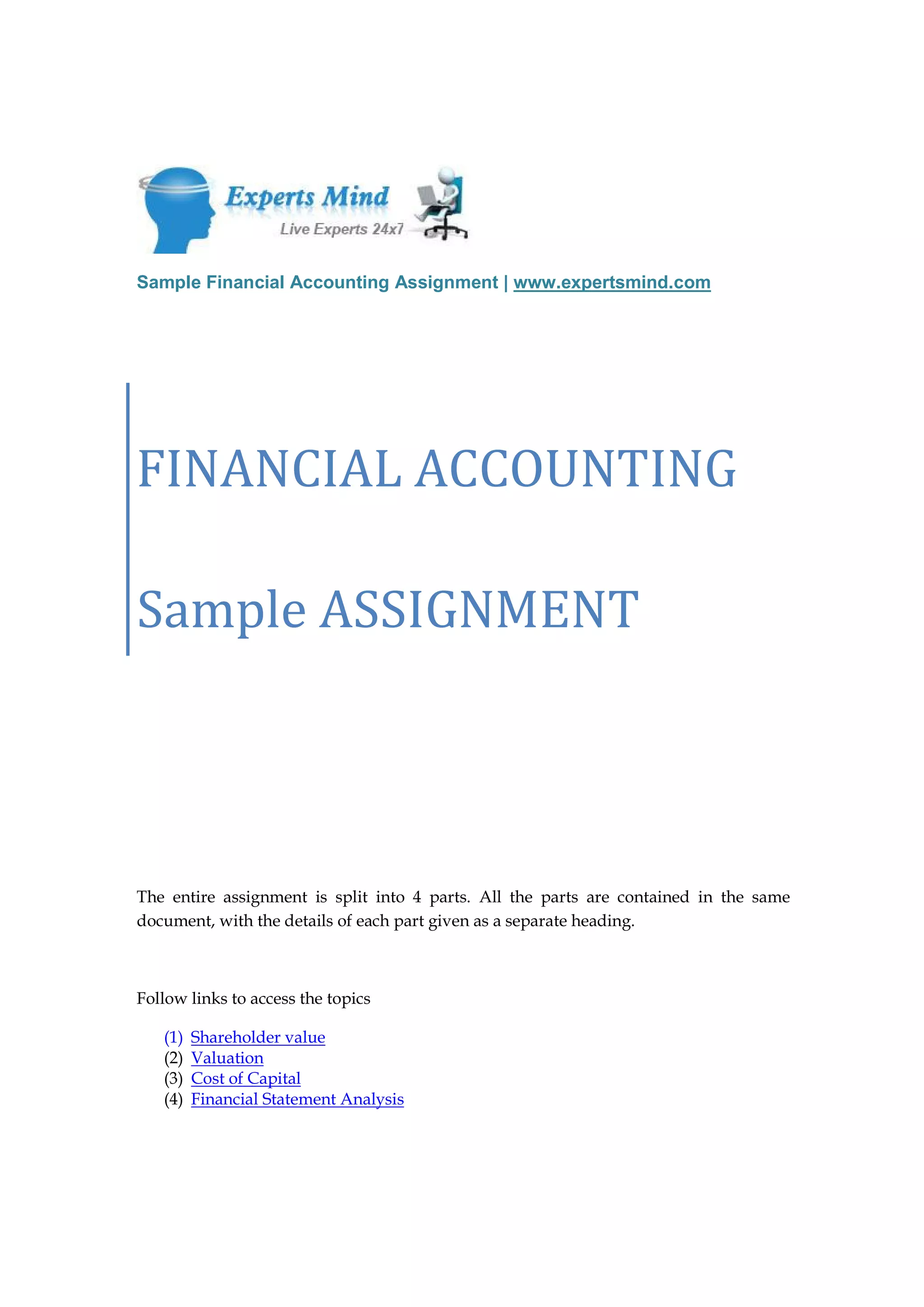 Financial accounting assignment help | PDF