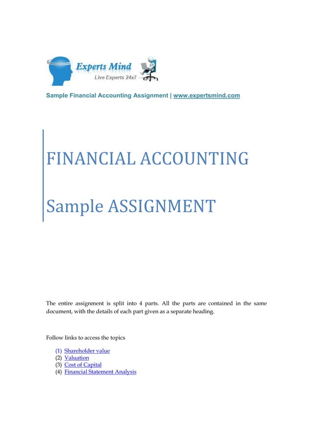 Financial accounting assignment help | PDF