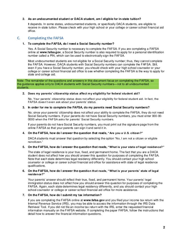 Financial Aid and Undocumented Students (Questions and Answers)