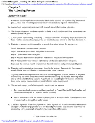 Financial Managerial Accounting 6th Edition Horngren Solutions Manual | PDF