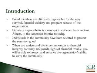 Financial Responsibilities for NonProfit Boards | PDF