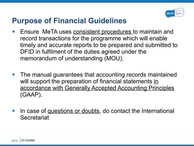 MeTA financial systems and reporting | PPT
