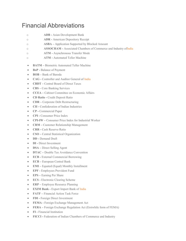 Financial abbreviations | PDF