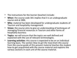 TSM 341: Financial Accounting and Management For Hospitality and ...