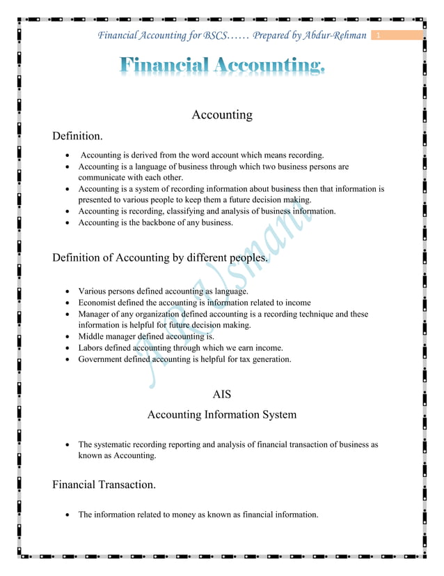 Financial accounting | PDF
