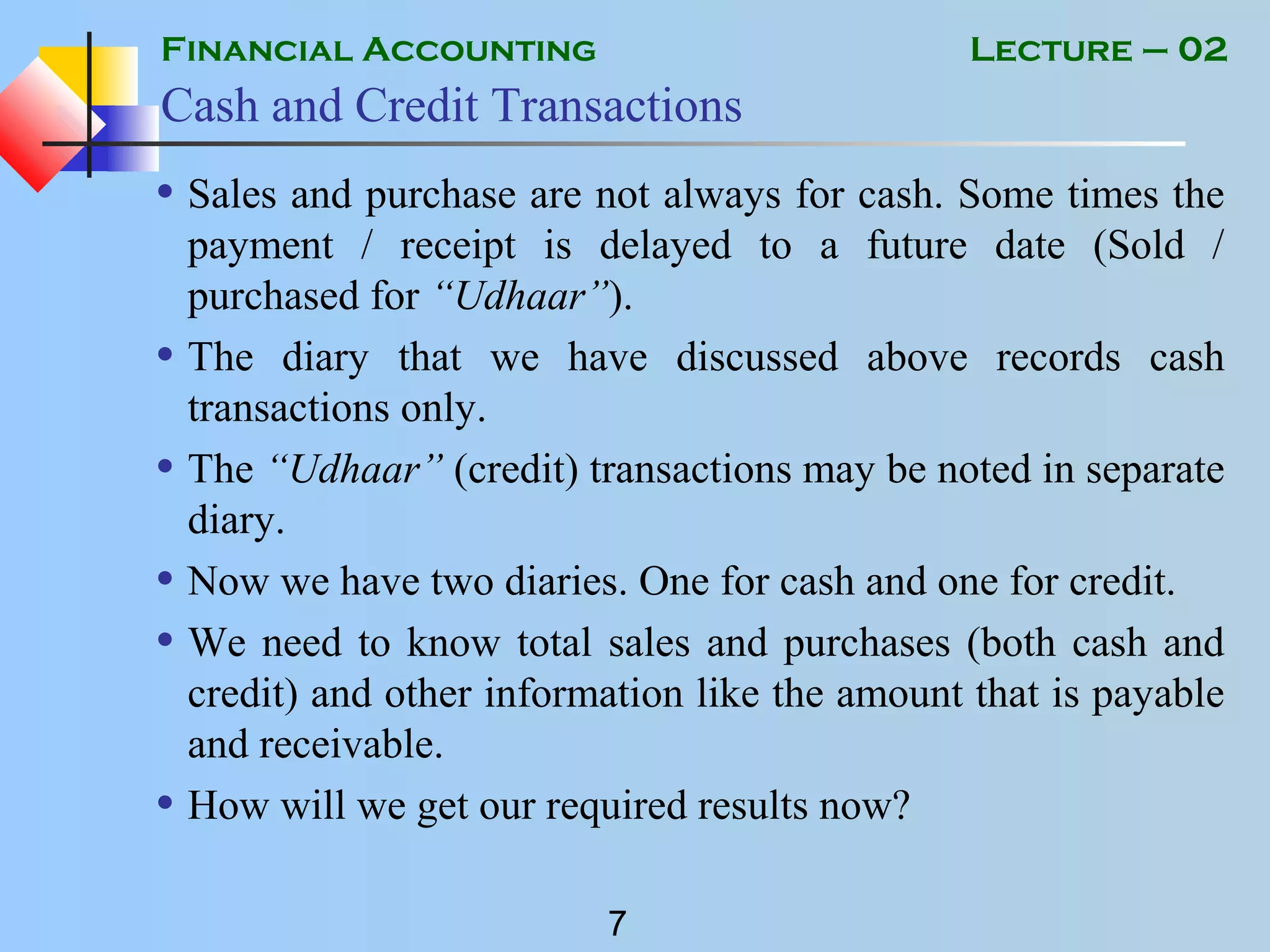 Financial accounting mgt101 power point slides lecture 02 | PPT