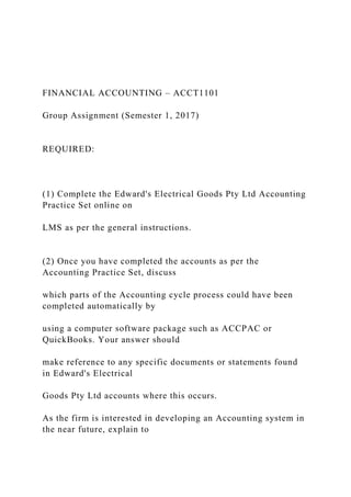 FINANCIAL ACCOUNTING – ACCT1101 Group Assignment (Semester.docx
