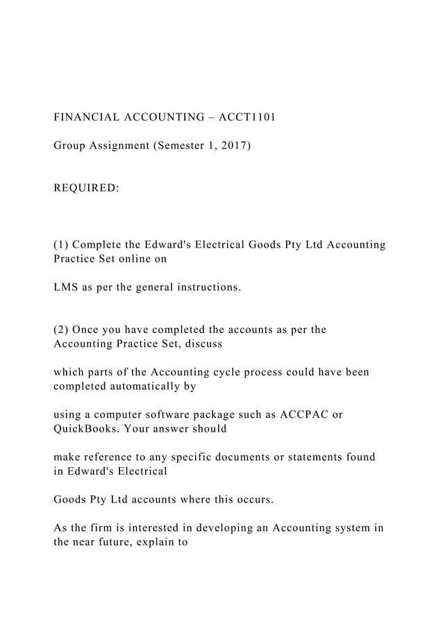 FINANCIAL ACCOUNTING – ACCT1101 Group Assignment (Semester.docx