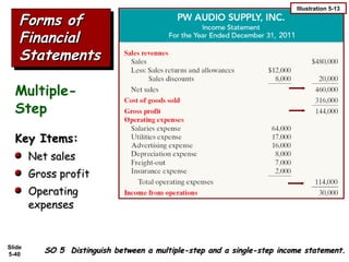 Multi Step Income Statement Periodic Inventory System
