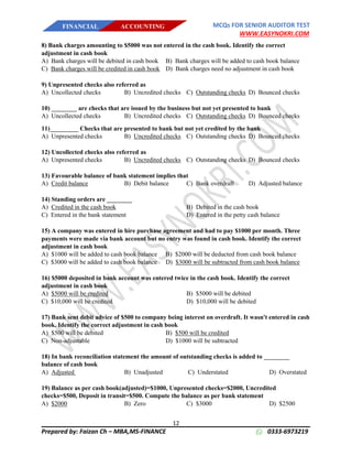 Financial accounting mc qs senior auditor bs-16 | PDF