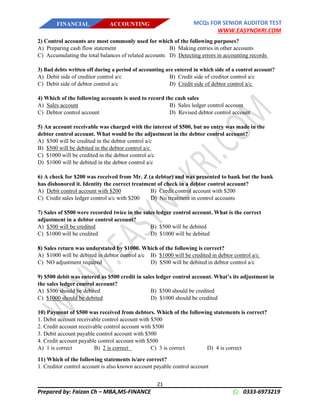 Financial accounting mc qs senior auditor bs-16 | PDF