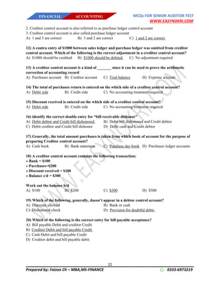 Financial accounting mc qs senior auditor bs-16 | PDF