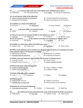 Financial accounting mc qs senior auditor bs-16 | PDF