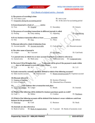 Financial accounting mc qs senior auditor bs-16 | PDF