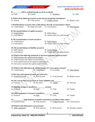 Financial accounting mc qs senior auditor bs-16 | PDF