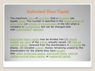 Financial accounting project of issue of shares | PPTX